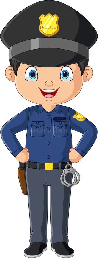 Cartoon Young Officer Policeman Standing Stock Vector - Illustration of ...