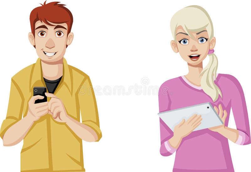 Group Cartoon Young People Smart Phones Stock Illustrations – 101 Group ...