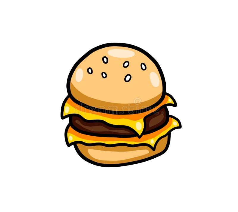 A Cartoon Yummy Cheeseburger Stock Illustration - Illustration of lunch ...