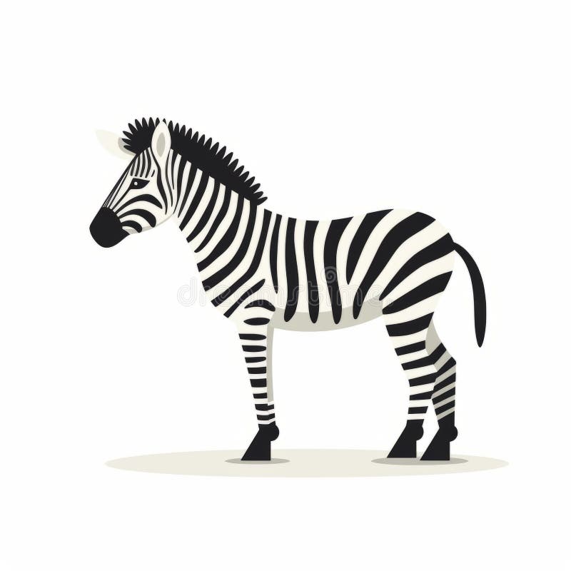 Minimalist Flat Zebra Illustration on White Background Stock ...