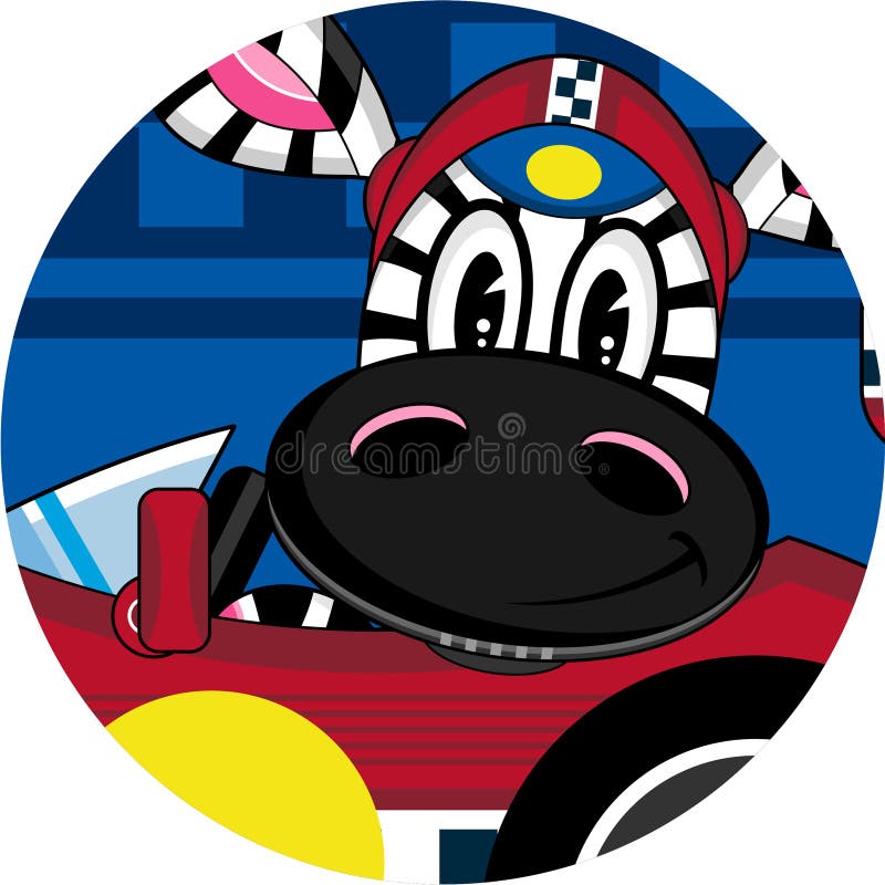 Cartoon Zebra in Racing Car Stock Vector - Illustration of horse ...