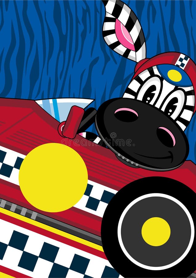 Cartoon Zebra in Racing Car Stock Vector - Illustration of animals ...
