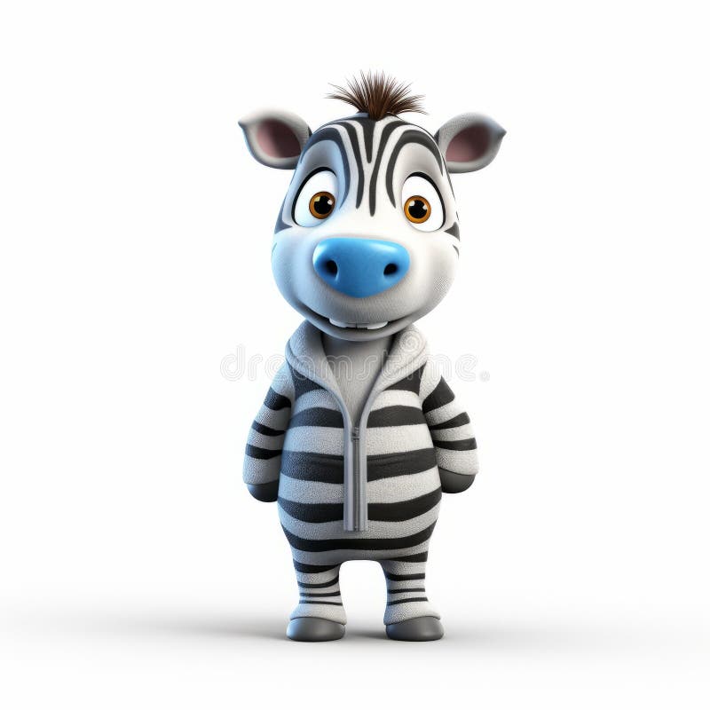 Emotive Storytelling: 3d Cartoon Zebra on White Background Stock ...