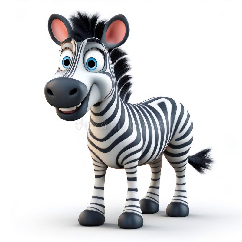 Cartoon Zebra Smiling, 3D Rendering with Full Depth of Field, Standing ...