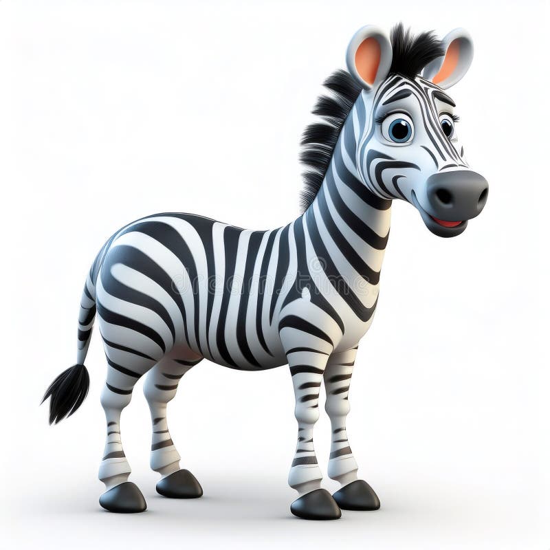 Cartoon Zebra Standing Playfully, Displaying Black and White Striped ...