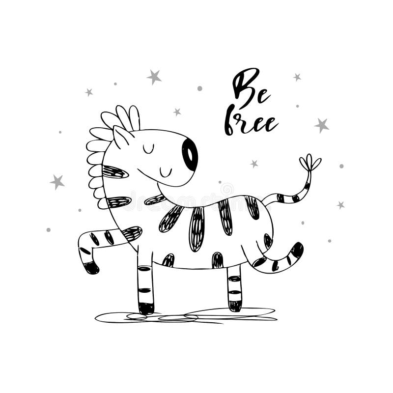 Cartoon Zebra Vector Print. Printable Templates. Vector Print Stock ...