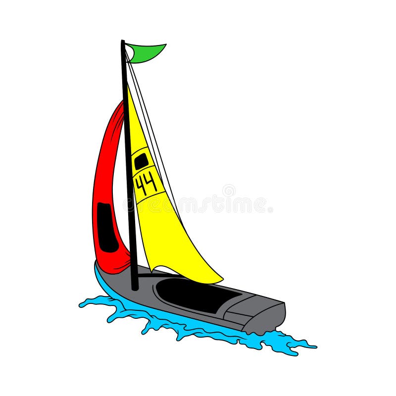 Cartoon zeilboot vector illustratie. Illustration of embleem - 260728087
