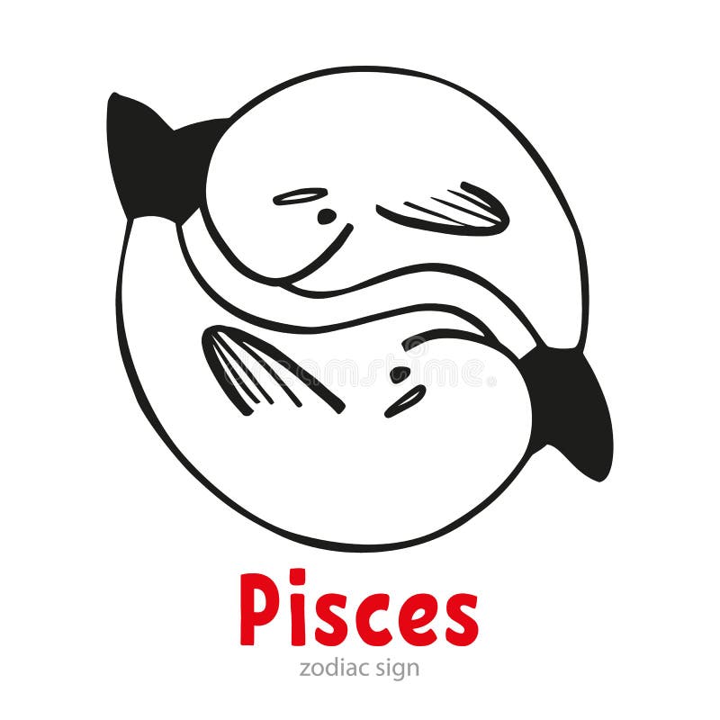Cartoon Zodiac Sign of Pisces. Vector Stock Vector - Illustration of ...
