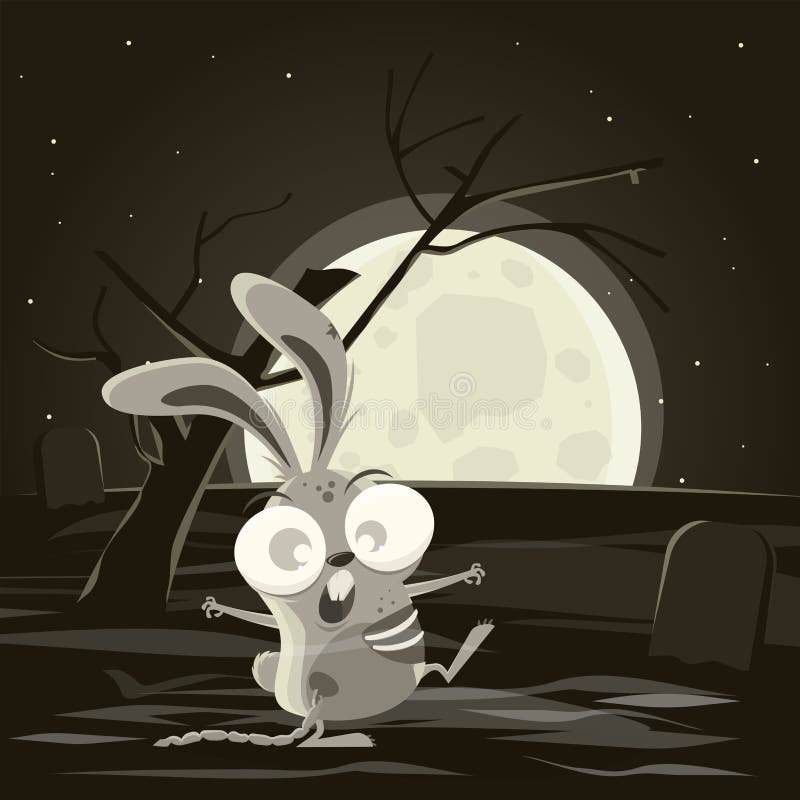 Cartoon Zombie Bunny Walking at a Cemetery Stock Vector - Illustration ...