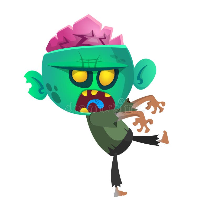 Cartoon One Eye Zombie Head Smiling. Halloween Vector Illustration ...