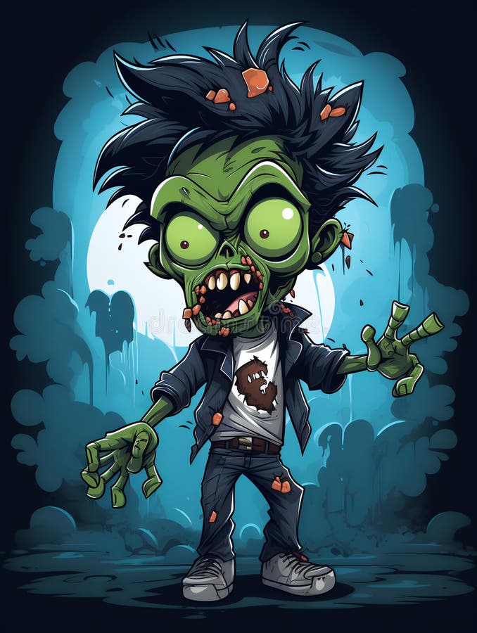 Cartoon Zombie. Template for a Greeting Card for Halloween Stock ...