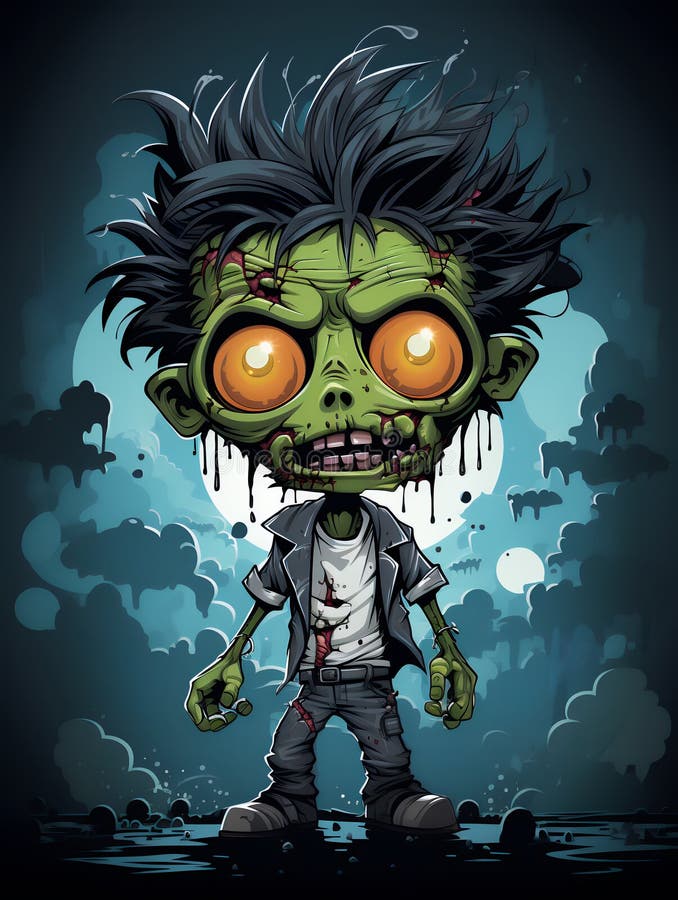 Cartoon Zombie. Template for a Greeting Card for Halloween Stock ...