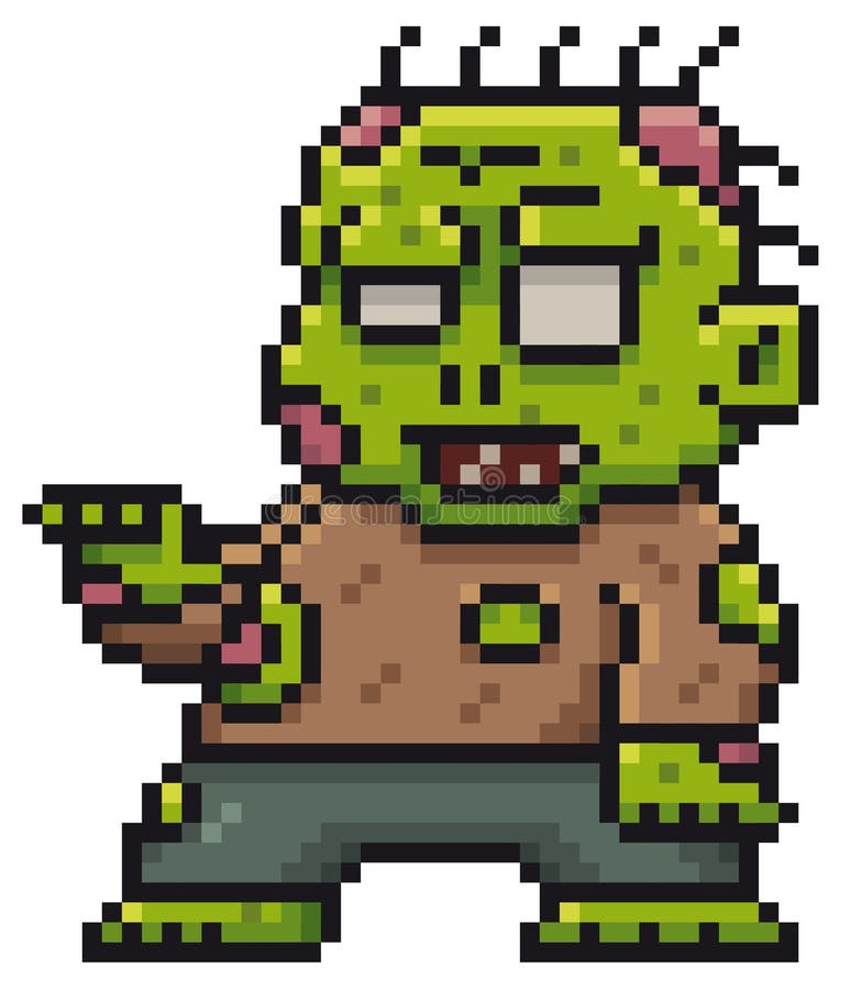 Zombie Pixel Art Pattern Seamless. Pixelated Zombi Background Stock ...