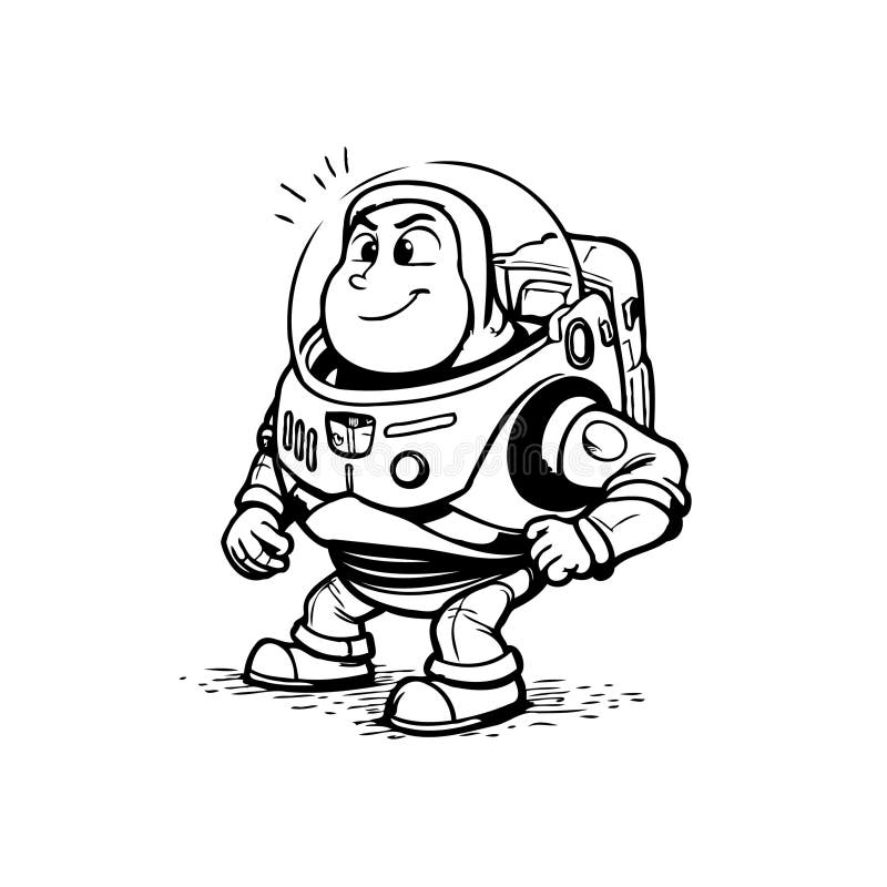 Cartoonish Astronaut Explorer in Black and White for Creative Projects ...