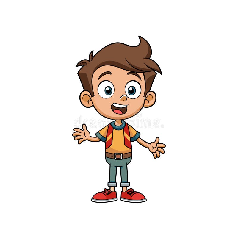 Cartoonish Boy in Explanation Scene Stock Image - Illustration of ...