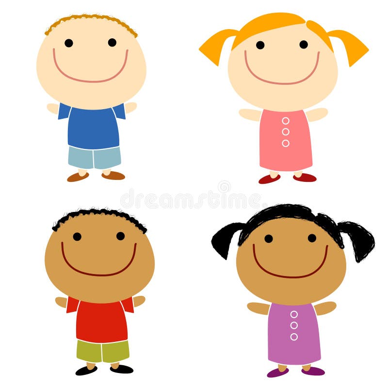 Cartoonish Children Smiling Stock Illustration - Illustration of ...