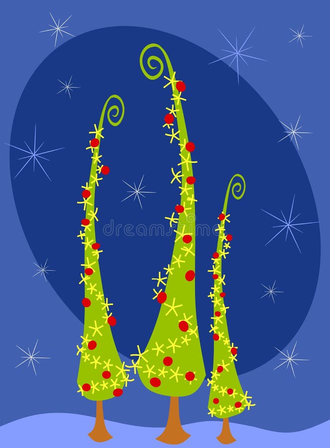 Abstract Cartoonish Christmas Trees 3 Stock Illustration - Illustration ...
