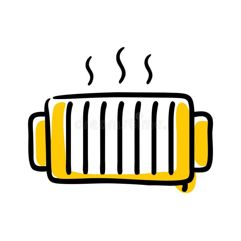 A Cartoonish Drawing Depicts a Yellow Radiator Stock Photo ...