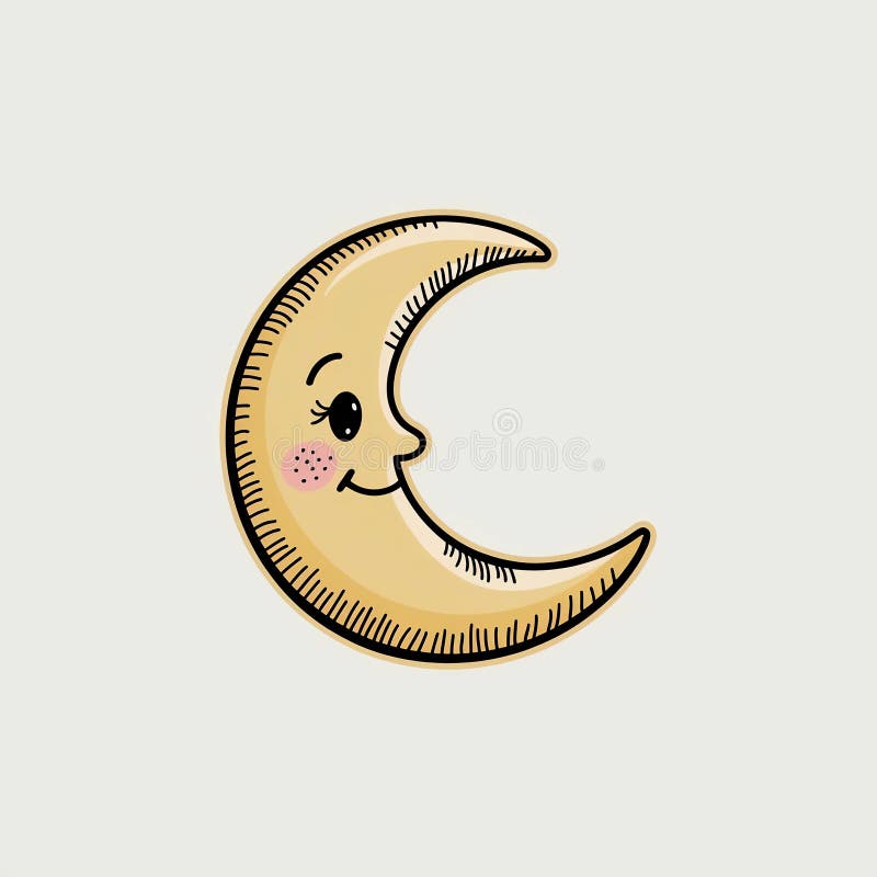 A Cartoonish Drawing of a Smiling Moon with a Crescent Shape ,AI ...
