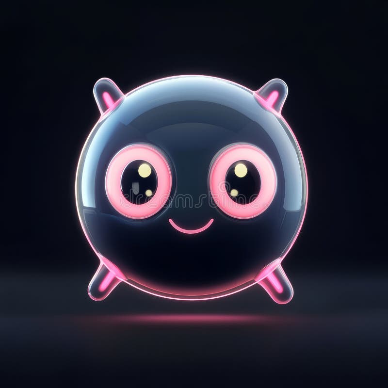 Cartoonish Face with a Smile and Glowing Eyes Stock Illustration ...