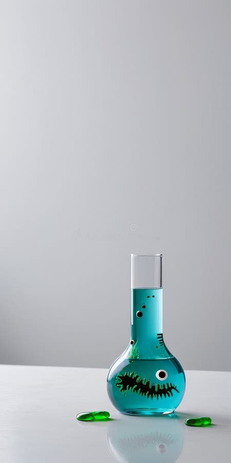 Cartoon Virus in Flask stock illustration. Illustration of lighthearted ...