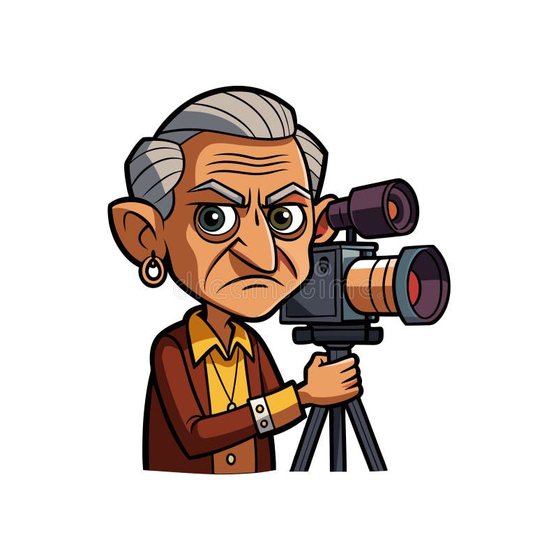 Cartoonish old man filming stock illustration. Illustration of ...