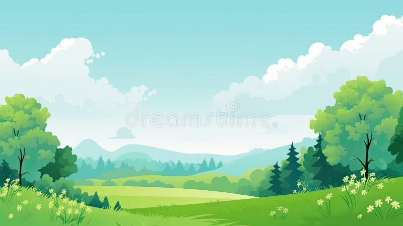 Cartoonish Panoramic View Wallpaper Stock Photo - Image of landscape ...