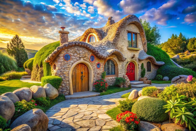 A Cartoonish Perspective on a Prehistoric Stone Age Home Architectural ...