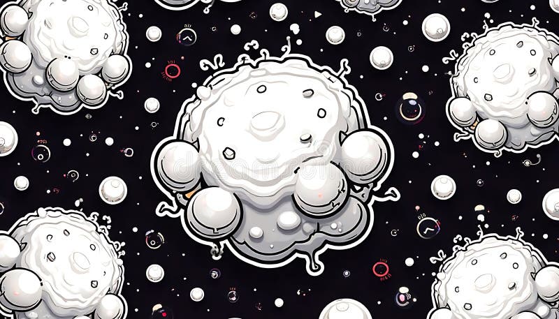 An Artistic Rendering of White Cartoonish Cells Floating Against a Dark ...
