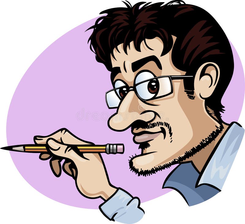 Cartoonist at work stock vector. Illustration of hand - 17542925