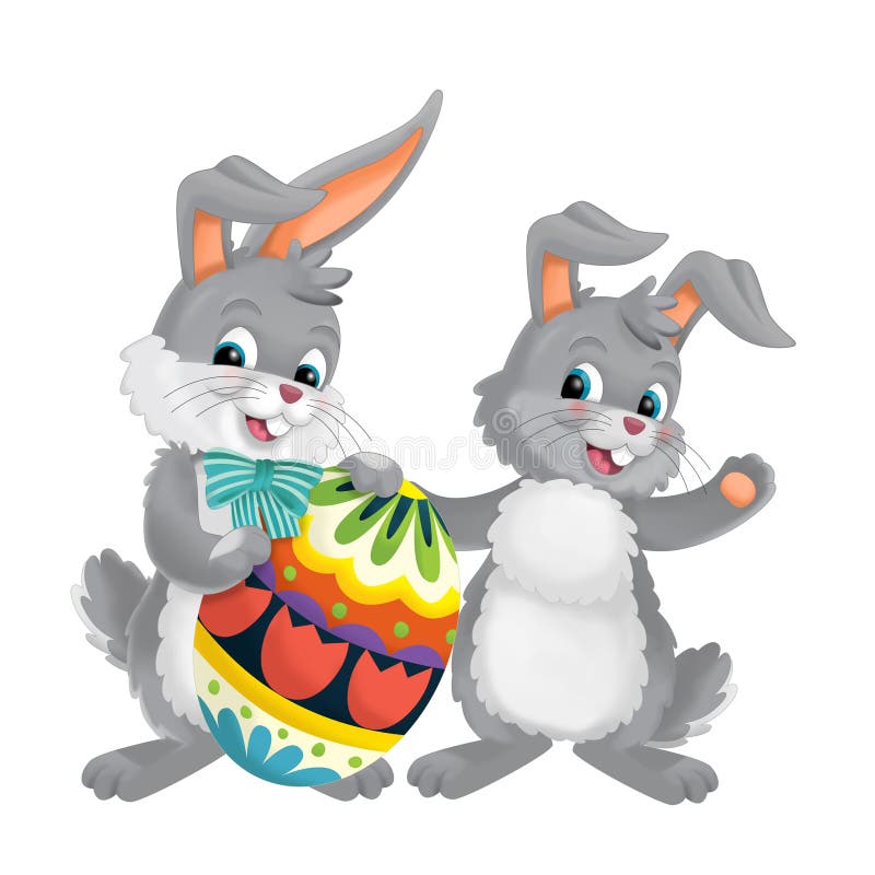 Cartoons Easter Bunnies Eggs Isolated Illustration Stock Illustration ...