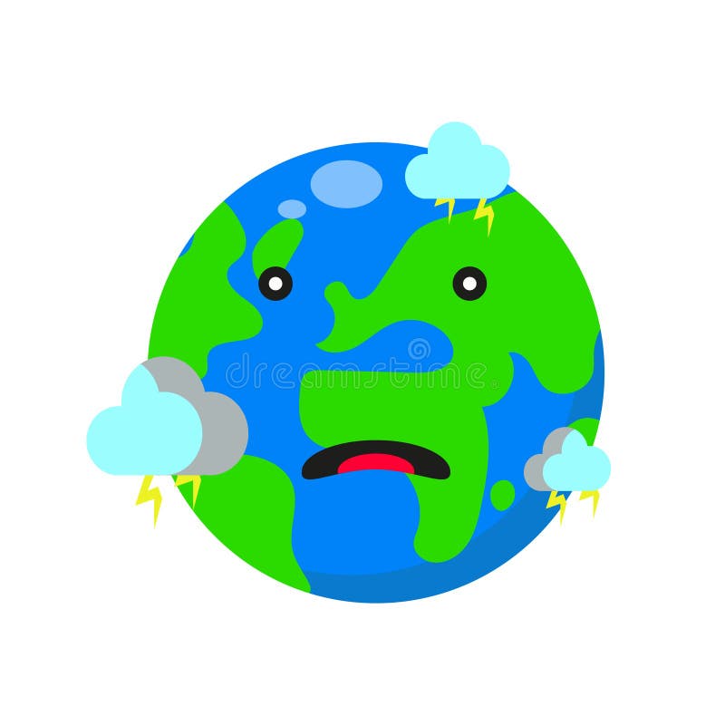 Cartoons Smile Planet Earth Icon with Clouds. Stock Vector ...