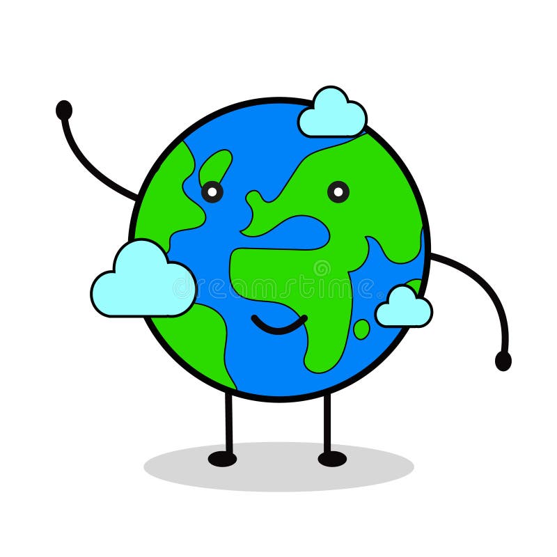 Cartoons Smile Planet Earth Icon with Clouds. Stock Vector ...