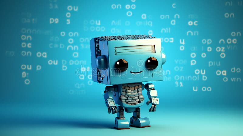A Cartoony a Cute Friendly Robot that is Made Out of Computer Code ...