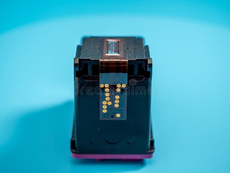 Cartridge with Paint for the Printer on a Blue Background. Stock Image ...