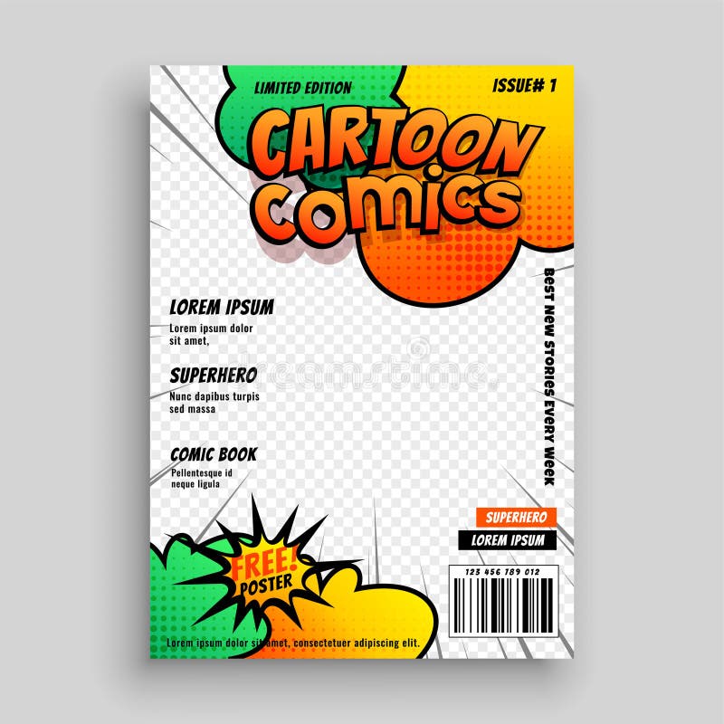Cartton Comic Magazine Cover Design Template Stock Vector ...