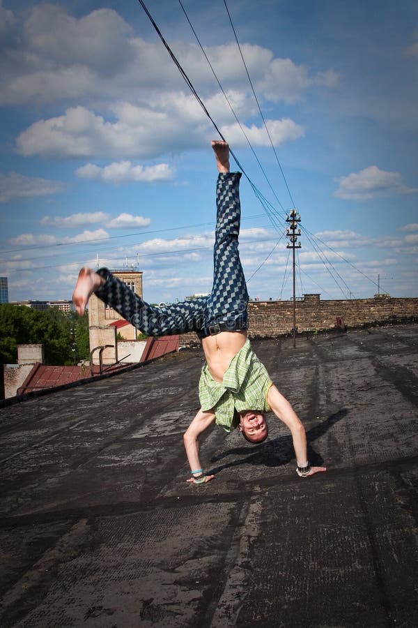 Cartwheel on the roof stock image. Image of green, person - 24710589