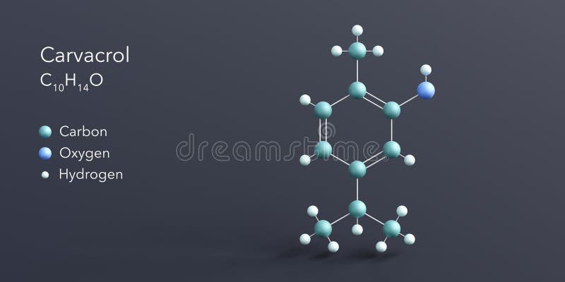 Carvacrol Molecule 3d Rendering, Flat Molecular Structure with Chemical ...