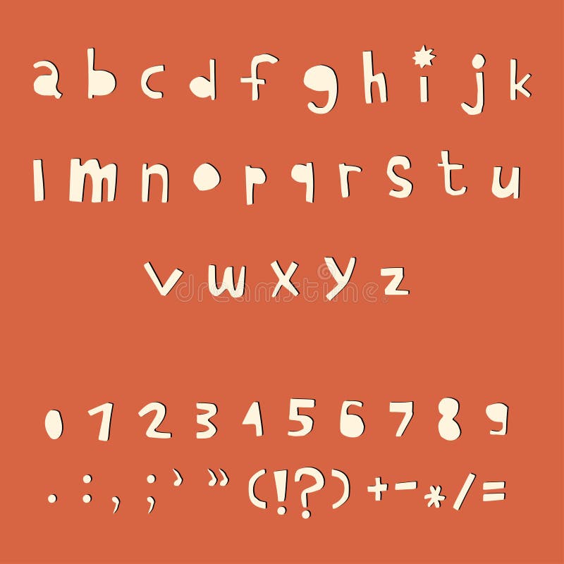 Carved Alphabet Number and Punctuation Marks. Rustic Font Stock Vector ...