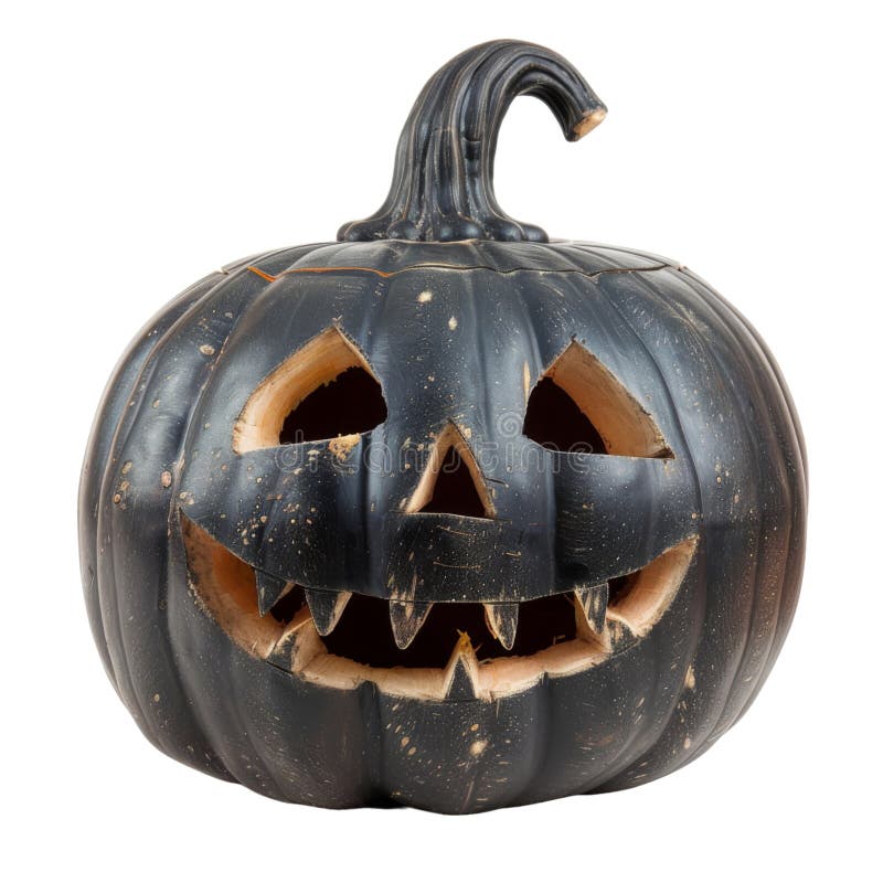 Carved Black Pumpkin Jack-o -Lantern with a Grinning Face Stock Photo ...
