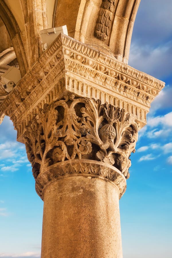 Carved Column of the Rector S Palace in Dubrovnik Stock Photo - Image ...