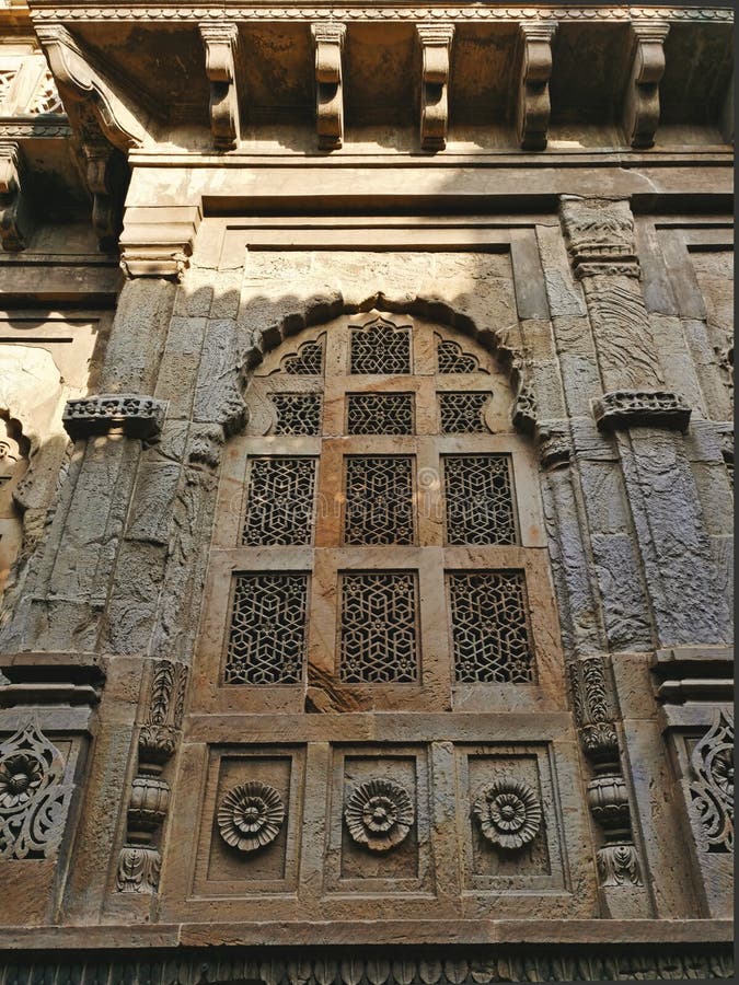 The Carved Geometrical Pattern on the Temple Wall. Stock Photo - Image ...