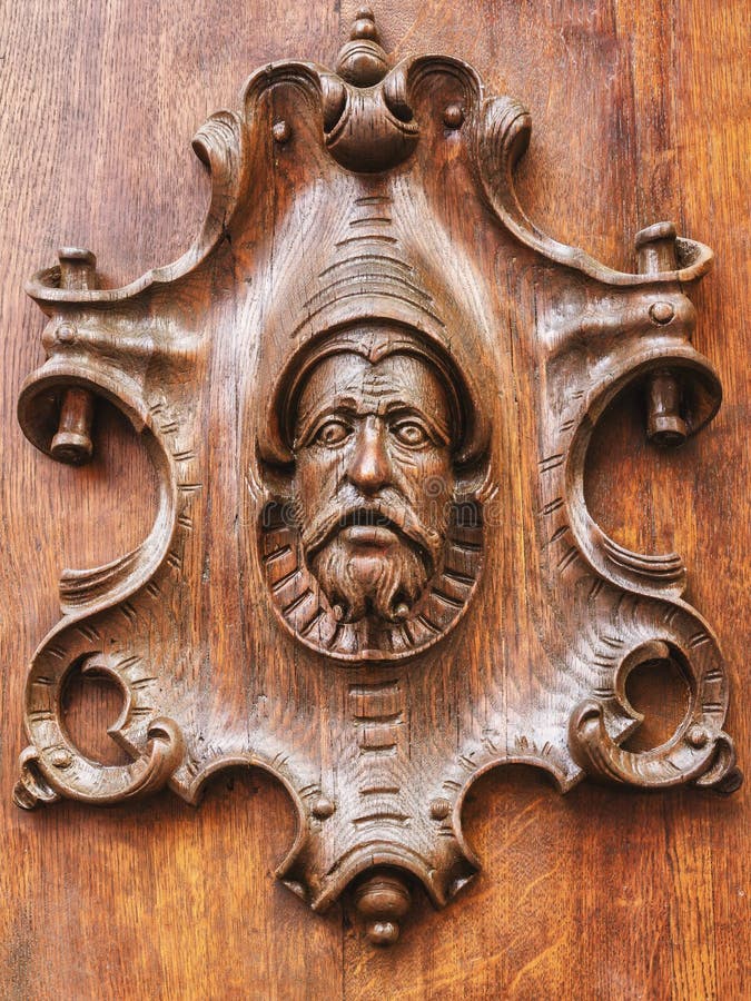 Carved head stock image. Image of doors, bohemia, handmade - 43662495
