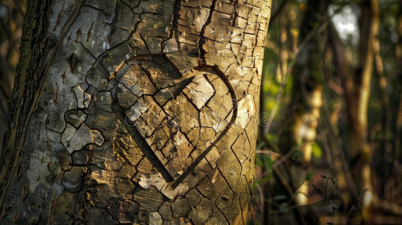 Carved Heart on a Tree Bark Stock Image - Image of outdoors, symbolic ...