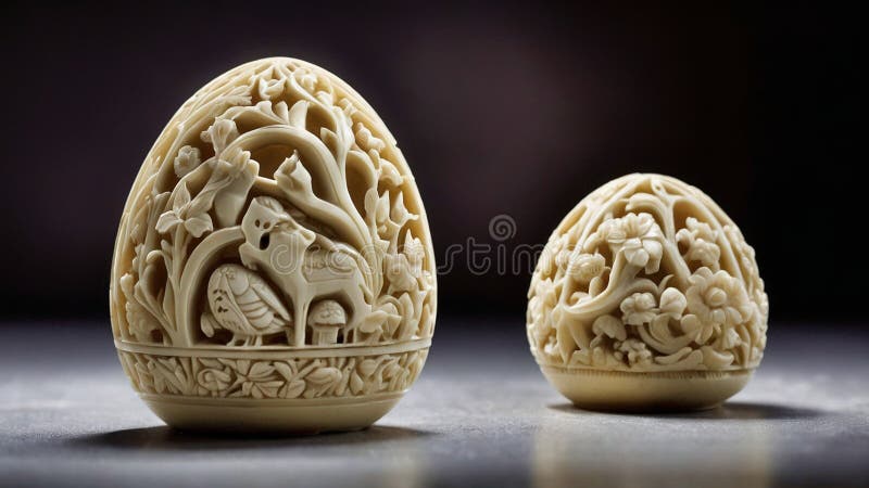 Carved Ivory Eggs with Celtic Scenes on Them. AI-generated Stock ...
