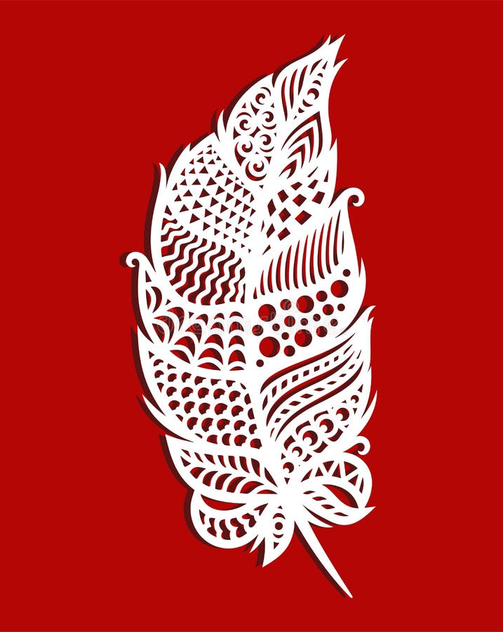 Carved lace feather. stock vector. Illustration of doodle - 232762966