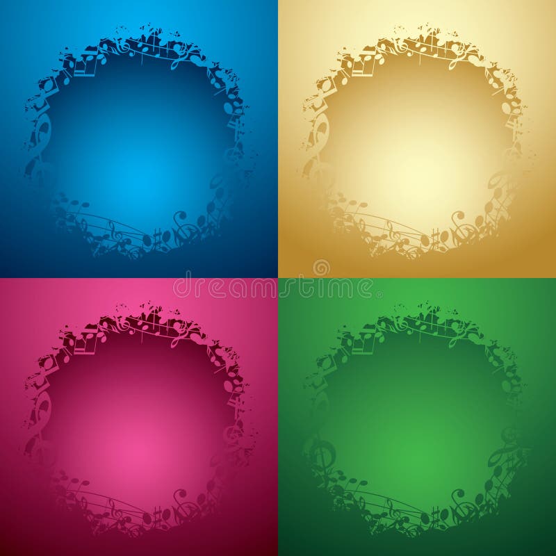 Carved Musical Frames on Gradient Backgrounds - Color Vector Music ...