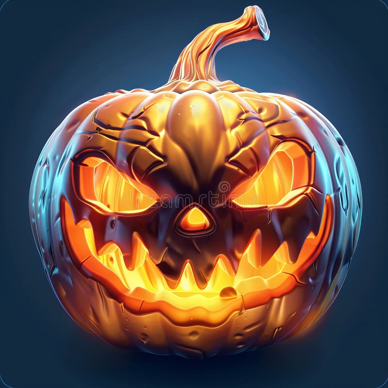 Carved Pumpkin with Glowing Face for Halloween Stock Illustration ...