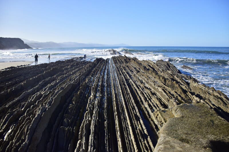 Carved Rocks on the Ocean Shore. on the Way of St Stock Image - Image ...