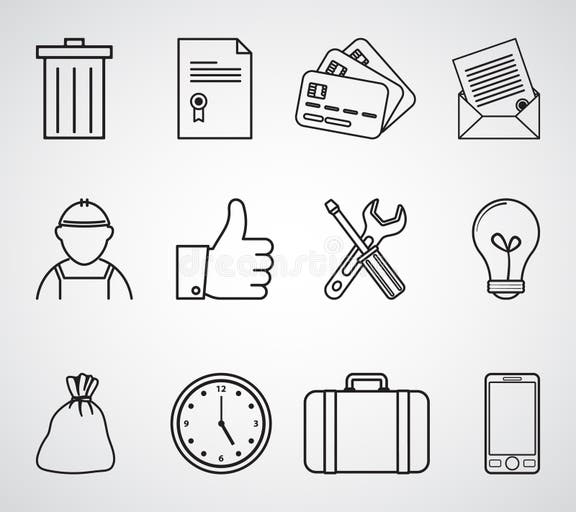 Carved Silhouette Flat Icons, Simple Vector. Collection of Basic Stock ...